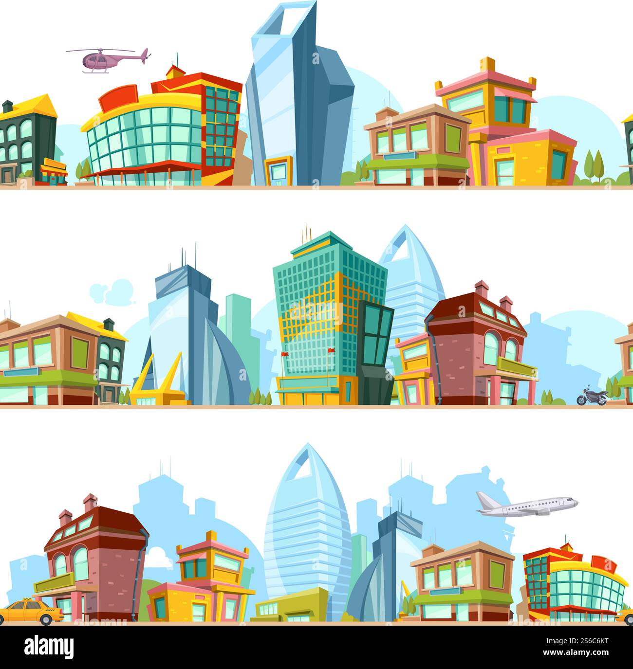 Urban seamless landscape. City backgrounds with modern buildings ...
