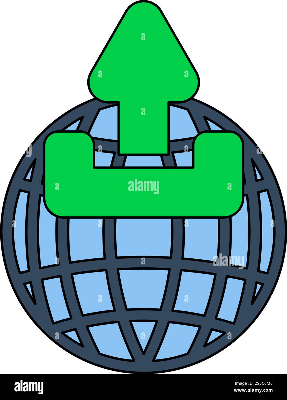 Globe With Upload Symbol Icon. Editable Outline With Color Fill Design ...