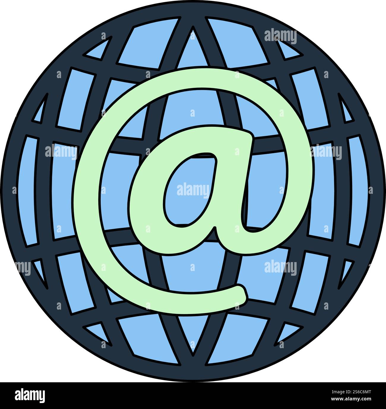 Global E-mail Icon. Editable Outline With Color Fill Design. Vector ...