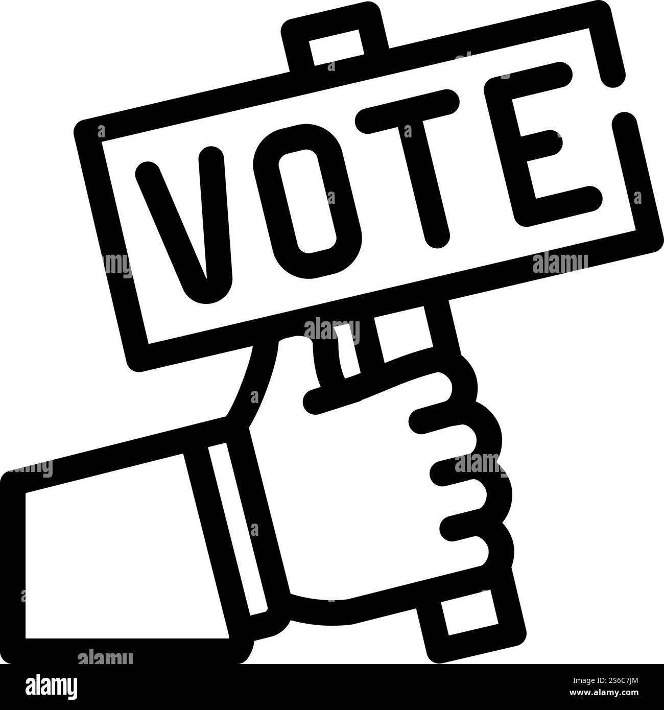 hand holding vote nameplate line icon vector. hand holding vote ...