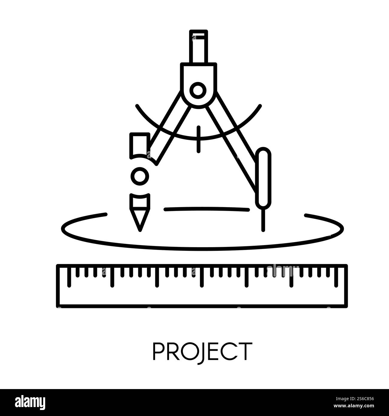 Architect drawing, construction project, compass or divider, pencil and ...
