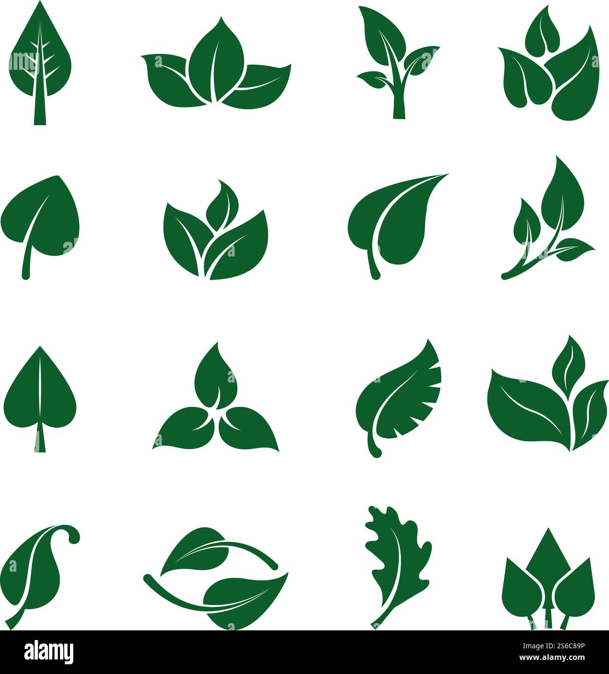 Leaves logo. Stylized green plants for eco business brand design ...