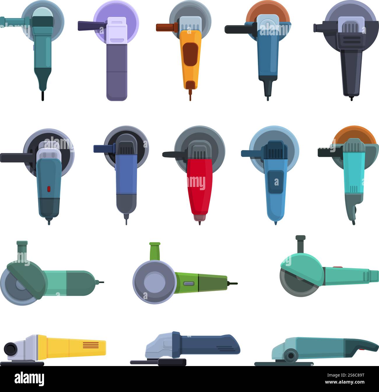 Grinding machine icons set. Cartoon set of grinding machine vector ...