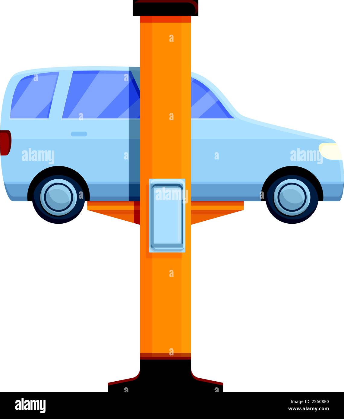 Car on service lift icon. Cartoon of car on service lift vector icon ...