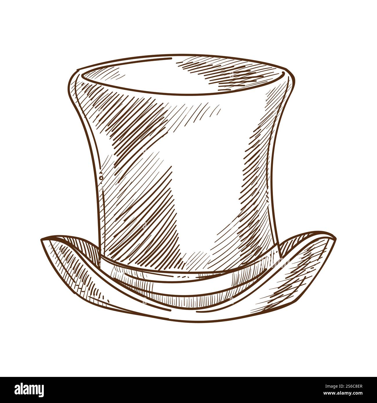 Retro fashion design of tall hat isolated sketch male hi-res stock ...