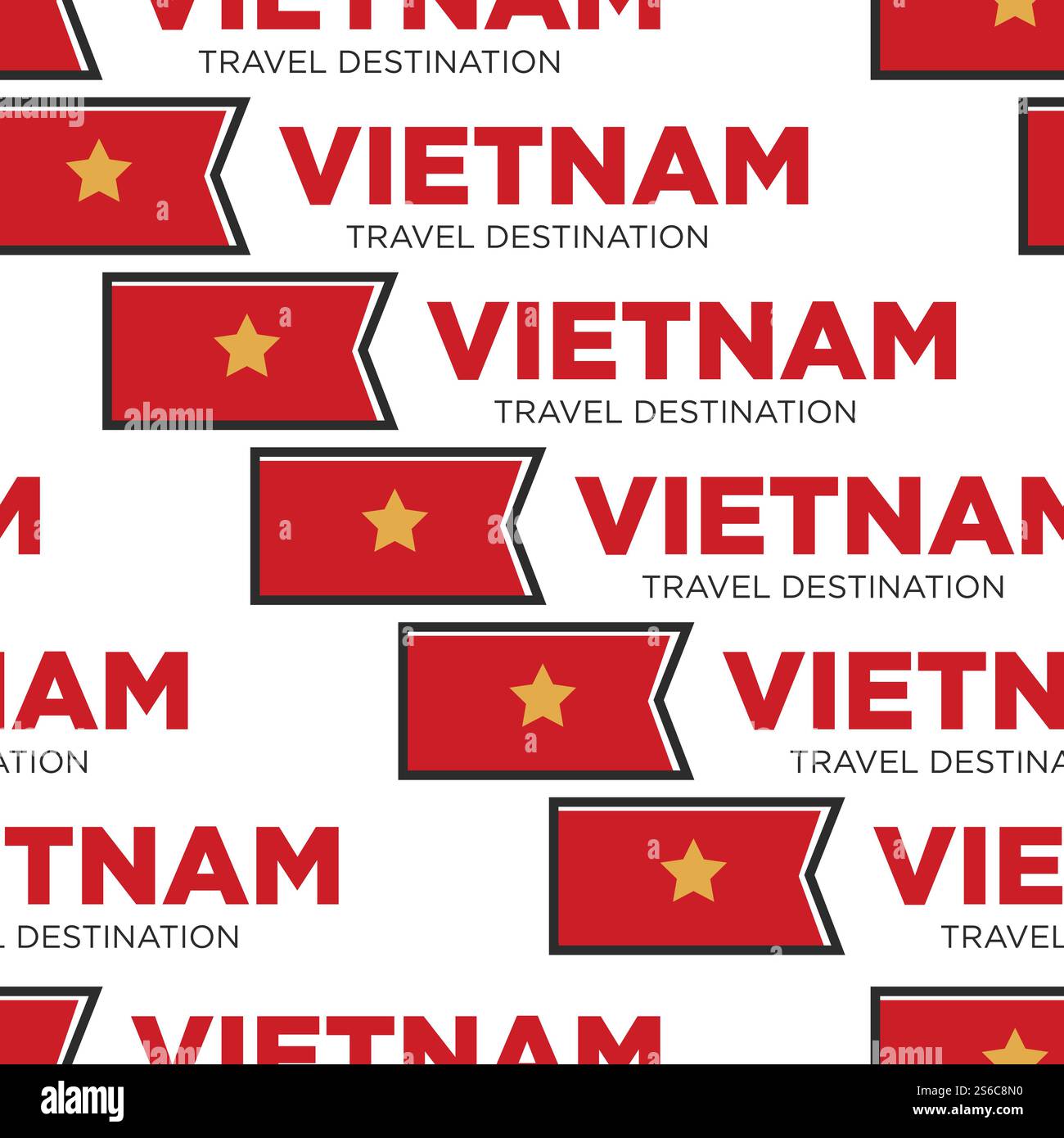 Vietnamese national flag Vietnam travel destination seamless pattern vector heraldic symbol and ...