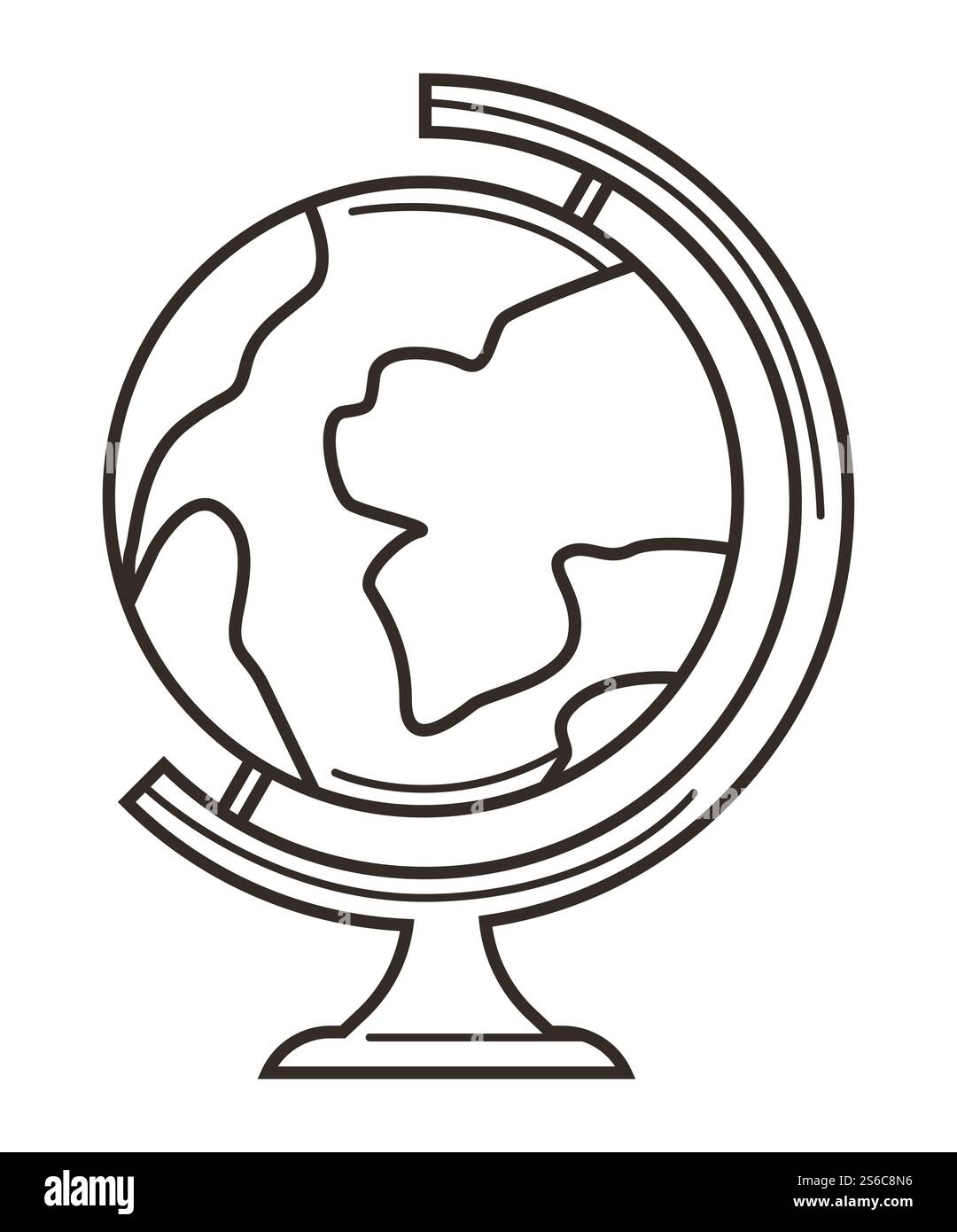 Globe of planet Earth, map of world, school education isolated icon ...