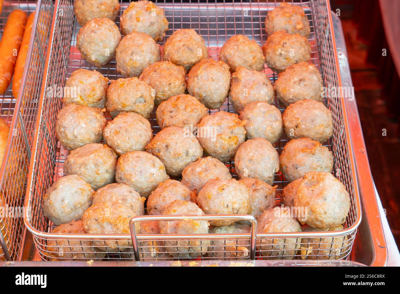 street stall sells deep fried fish balls Stock Photo - Alamy