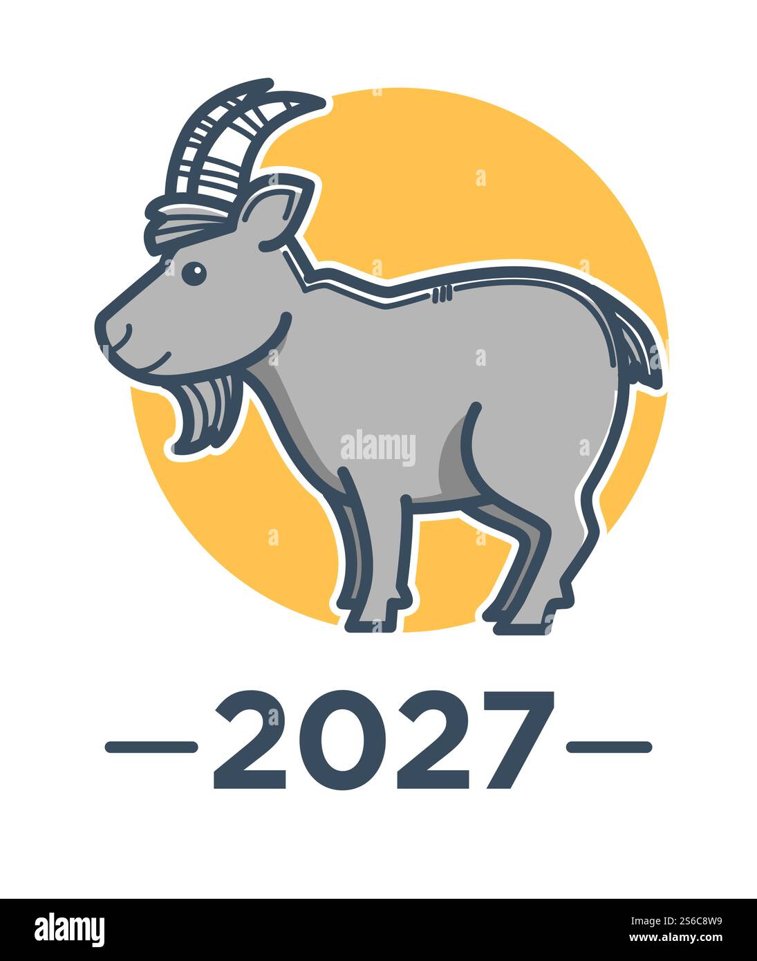Chinese New Year 2027 of goat, astrological sign isolated icon vector ...