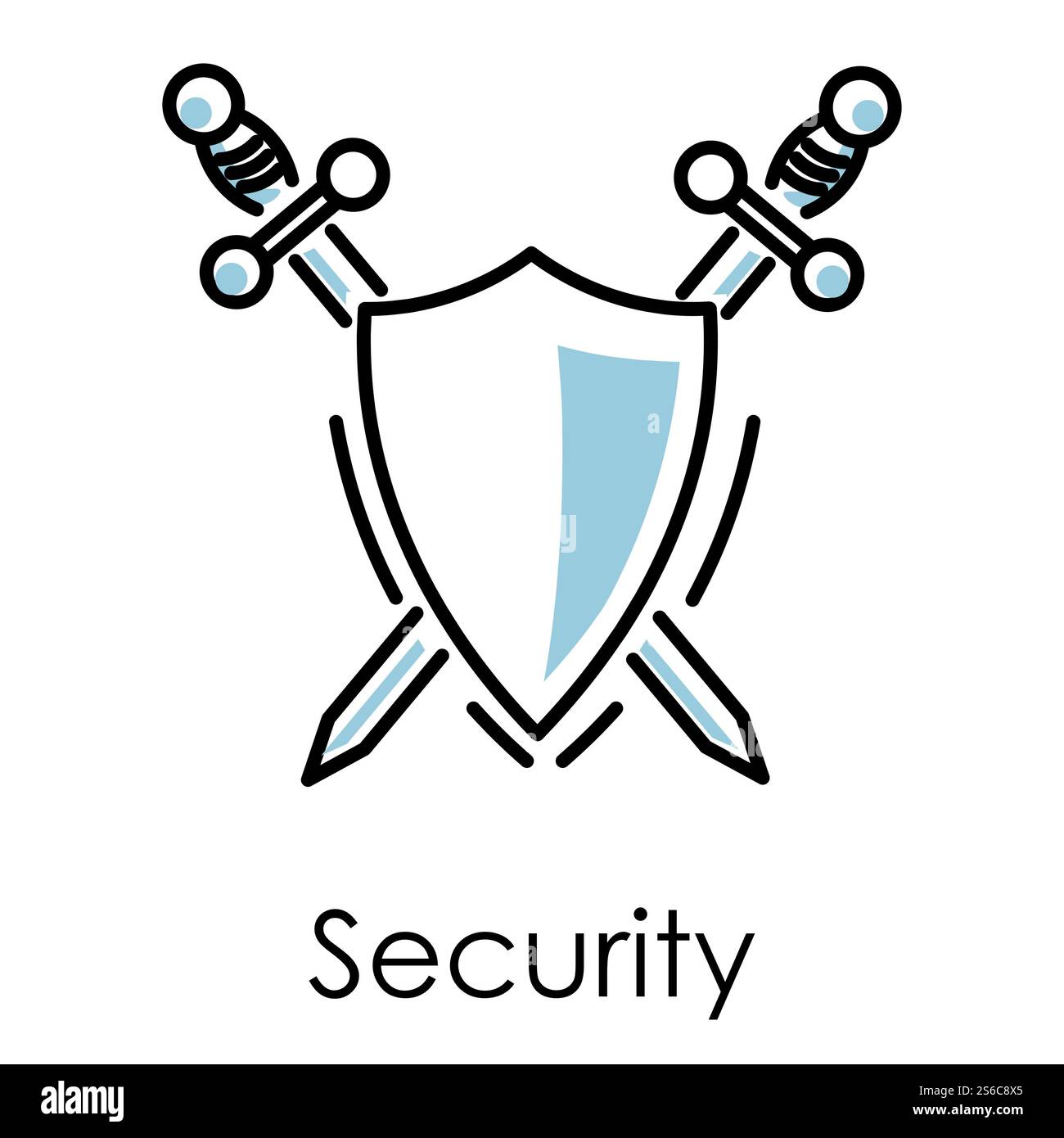Security isolated linear icon, data base and safe information, shield ...