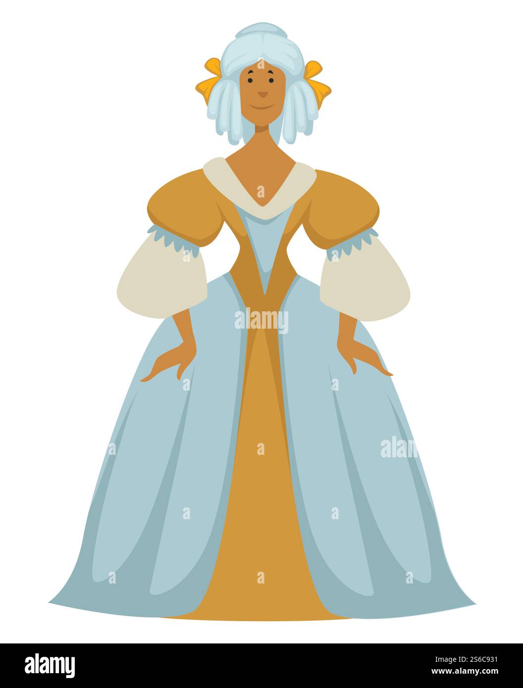 Baroque style, woman or lady in ball gown and wig with bows vector ...