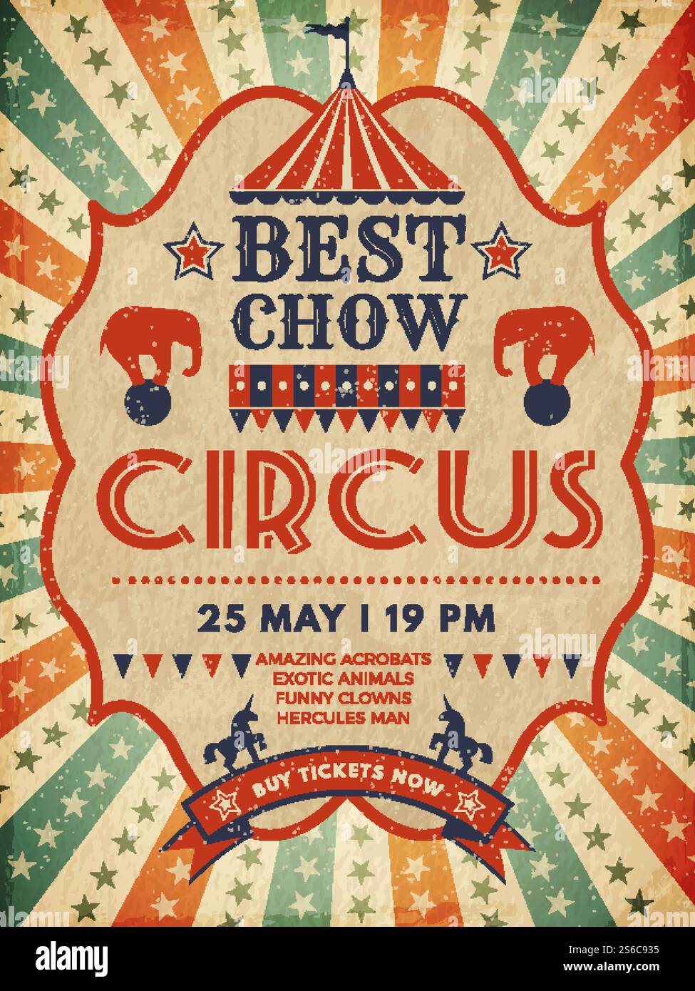Circus poster. Retro placard magic invitation for circus mascarade ...