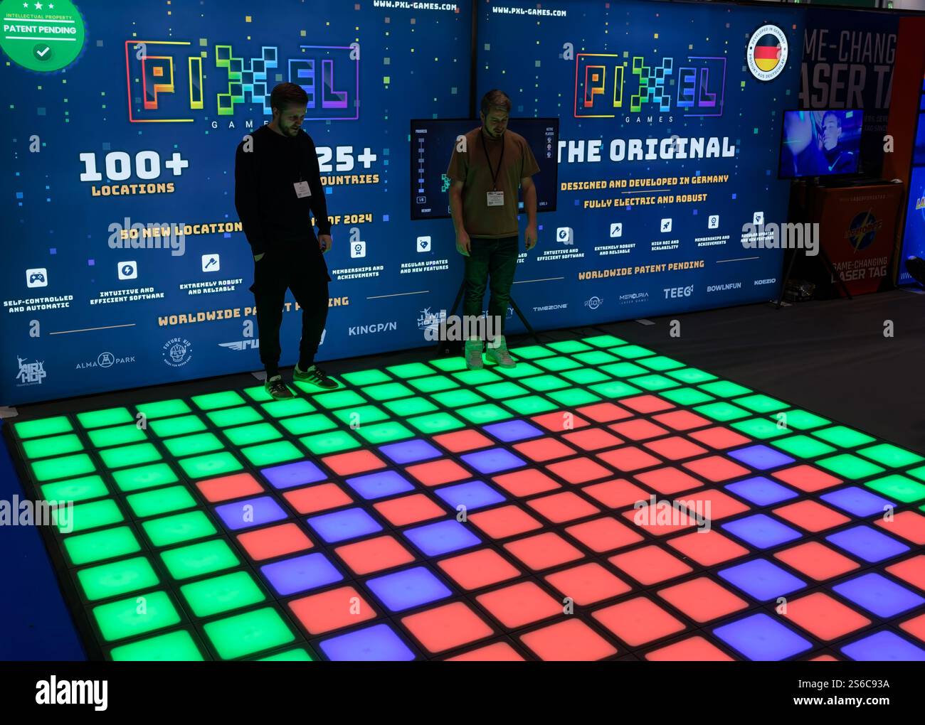 Man competing on a gaming floor at the EAG Expo Europe 2025 exhibition ...