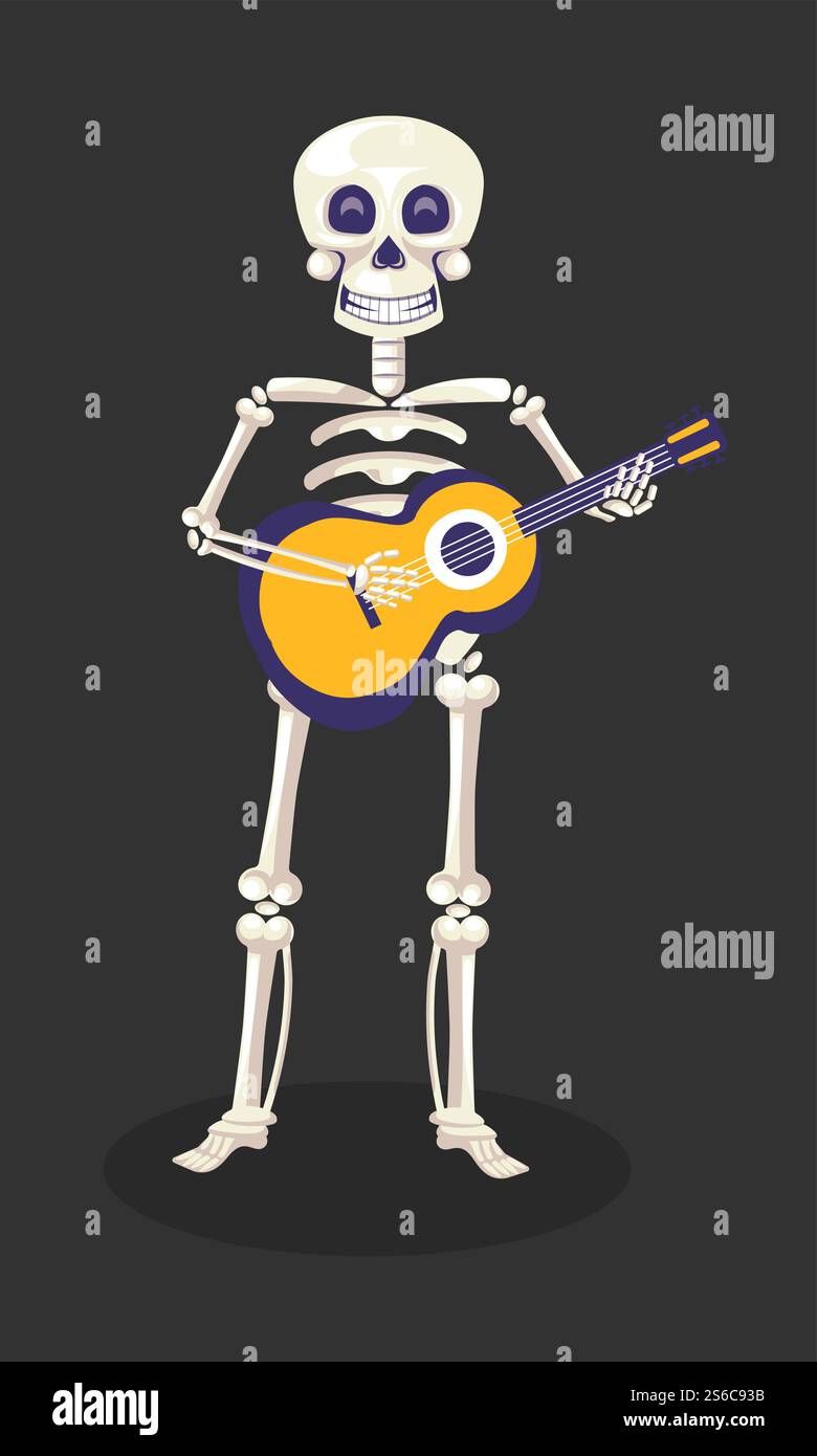 Skeleton with guitar, Day Of dead, Mexican holiday symbol, Dia De Los ...