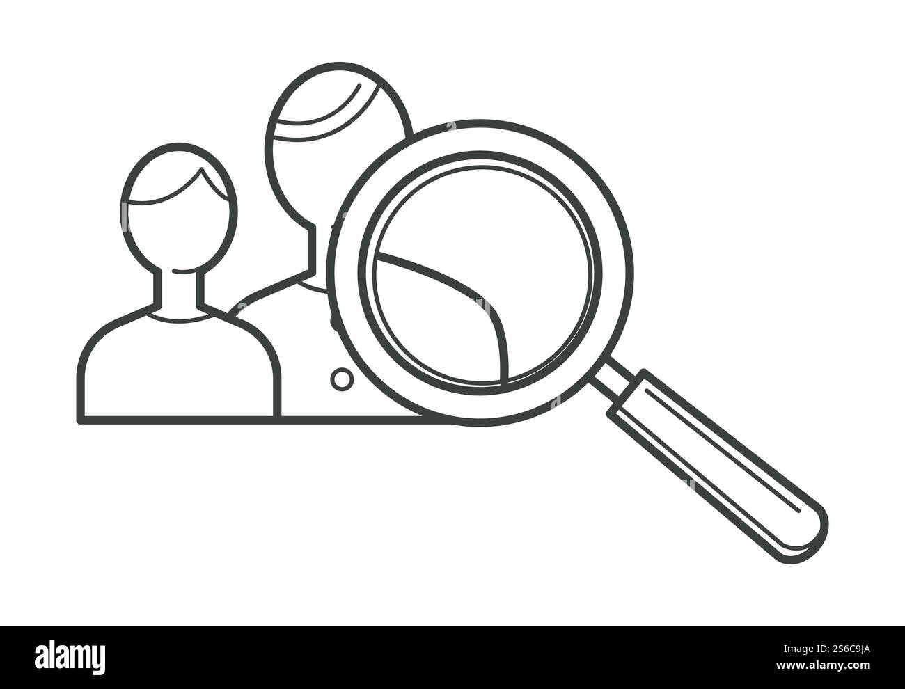 Group of people, users and magnifying glass tool vector. Persons with ...