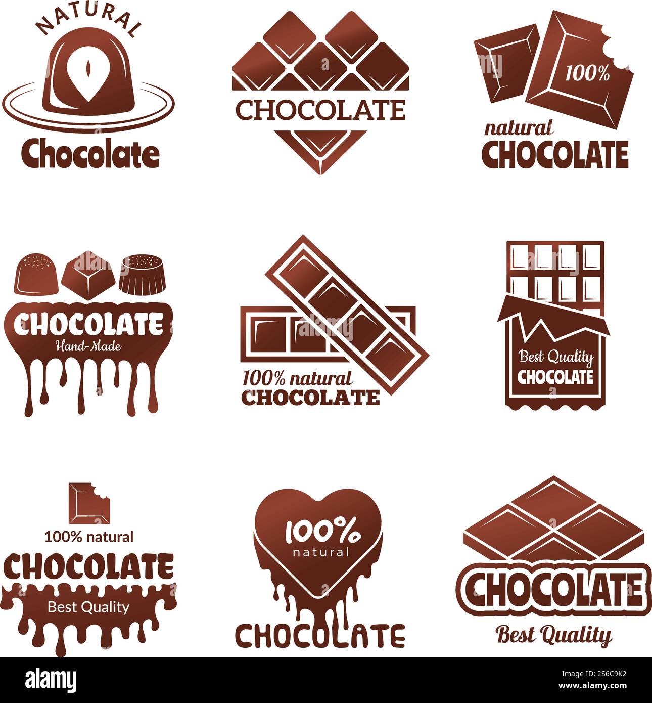Chocolate logo. Sweets stylized badges chef and kitchen cooking ...