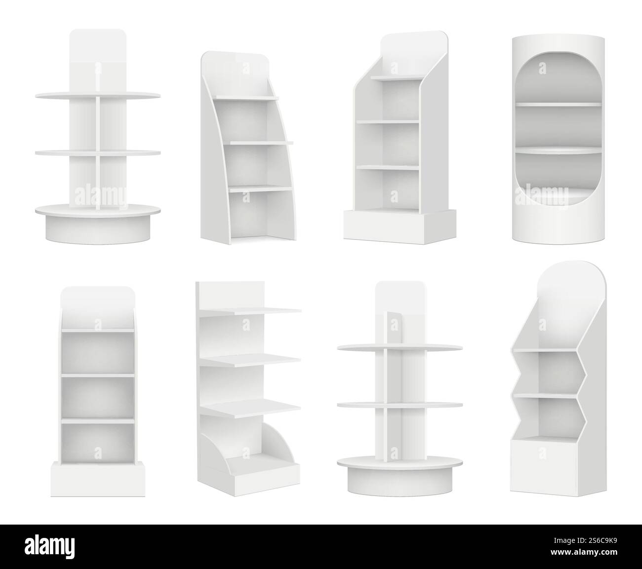 Empty retail shelves. Bookstore supermarket stand for promotion ...