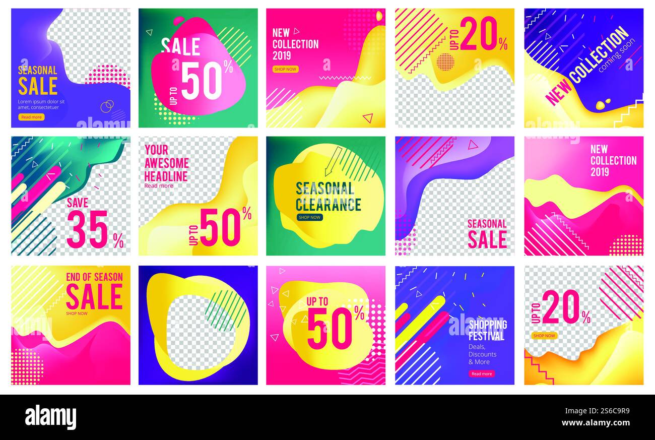 Offers banners. Editable simple business promo media layout vector ...