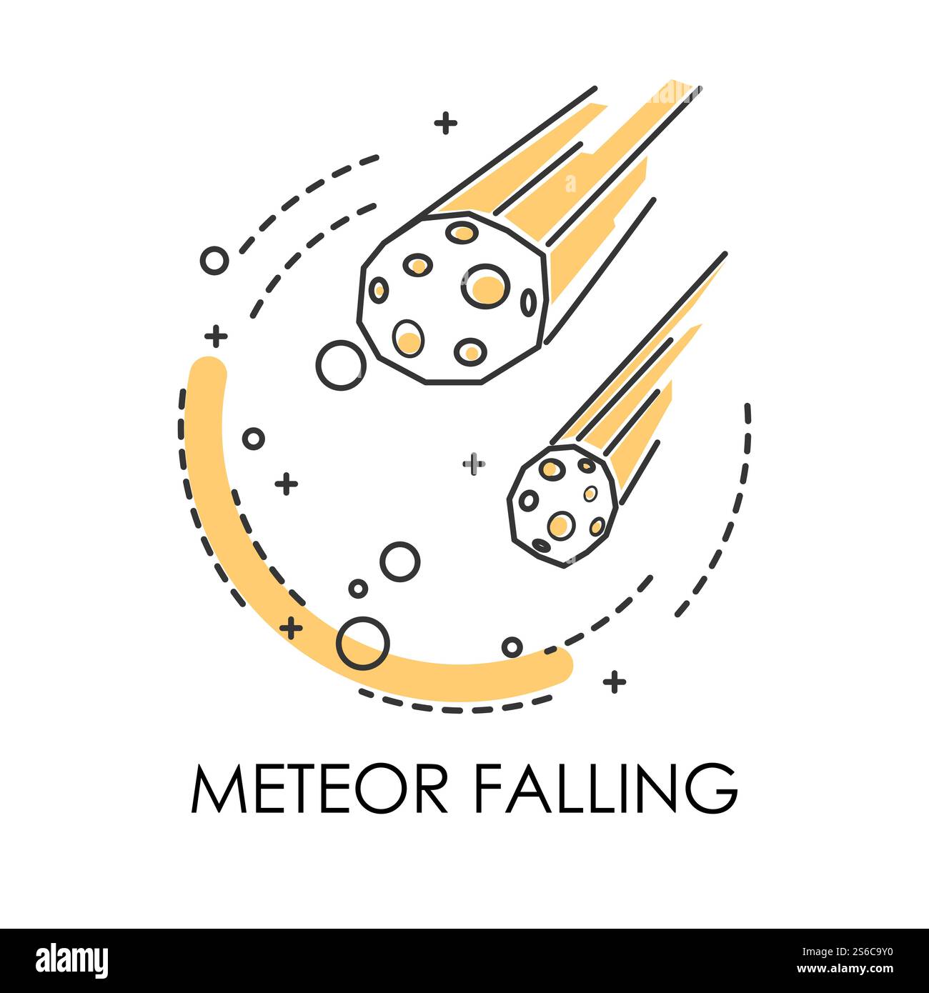 Natural disaster, meteor falling, meteorite or cosmic body, space stone ...