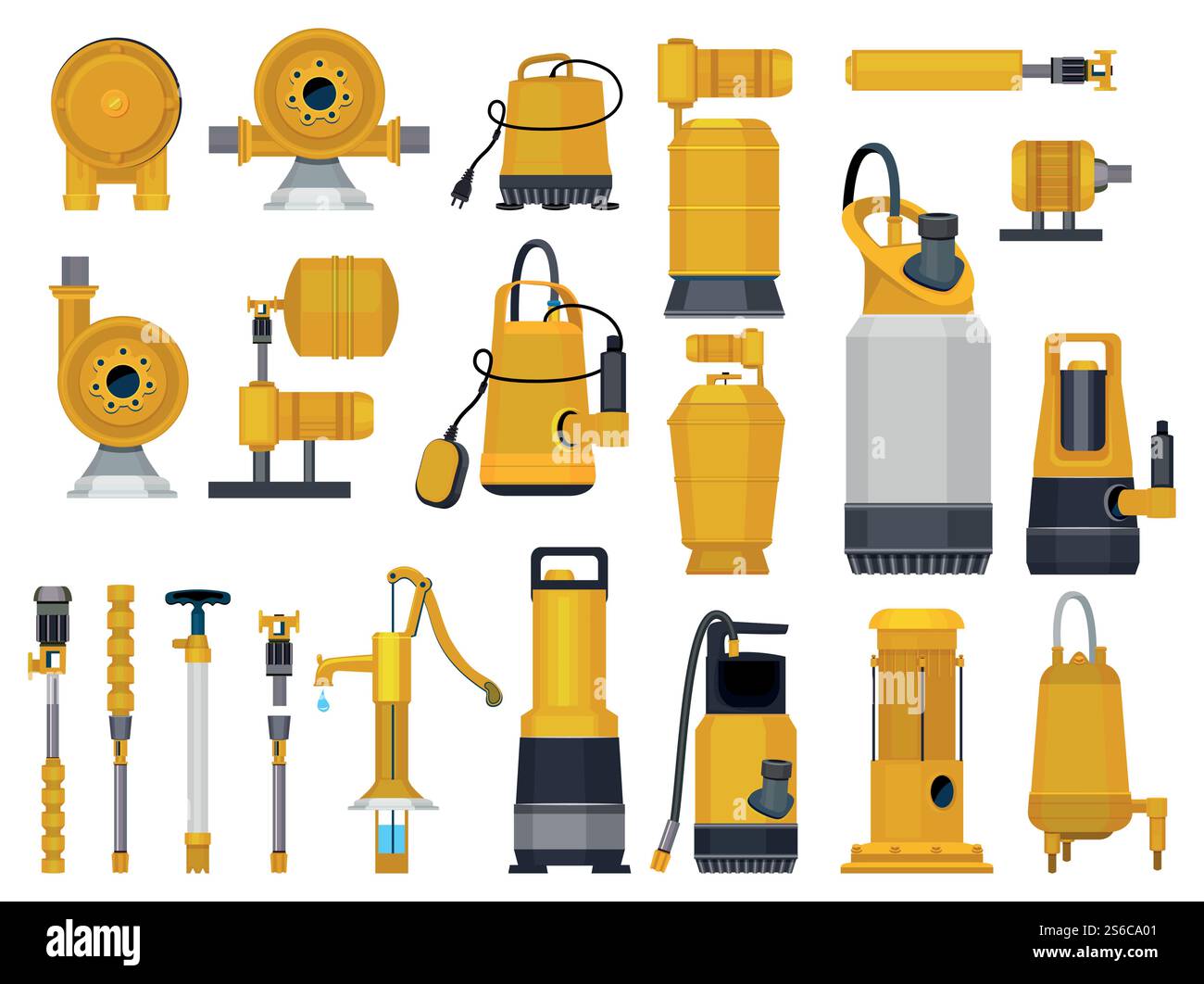 Water industrial pumps. Iron pumping compressor station with water ...