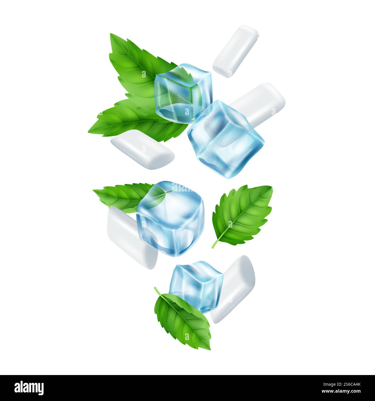Mint gum and ice cubes. Realistic fresh chewing gums vector ...