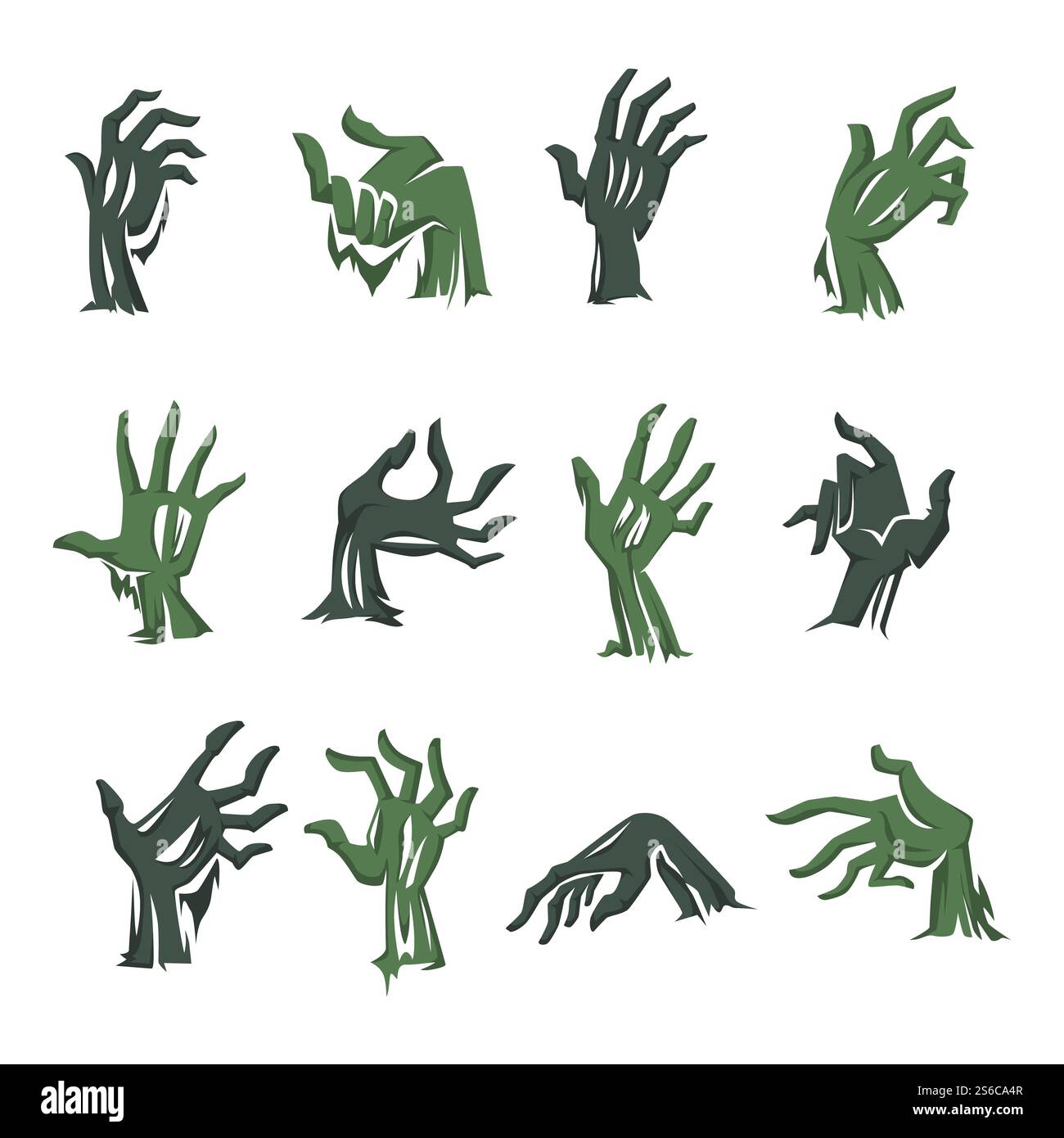 Halloween symbol isolated icons, zombie hand from grave vector. Walking ...