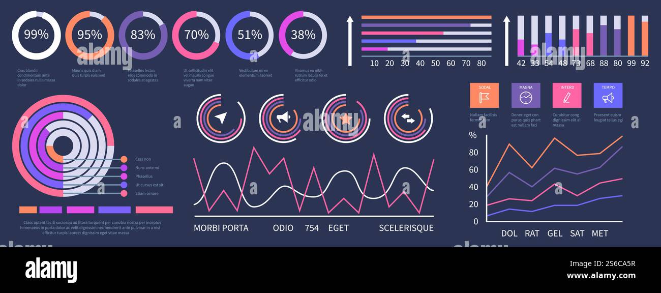 Infographic dashboard. Vector interface presentation elements set ...