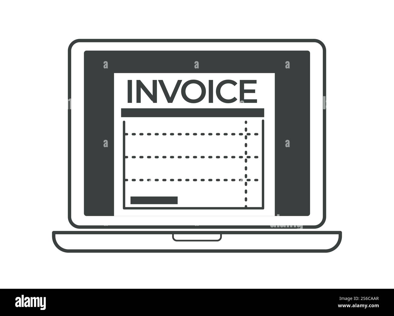 Invoice paper shown on personal computer screen vector. Isolated icon ...