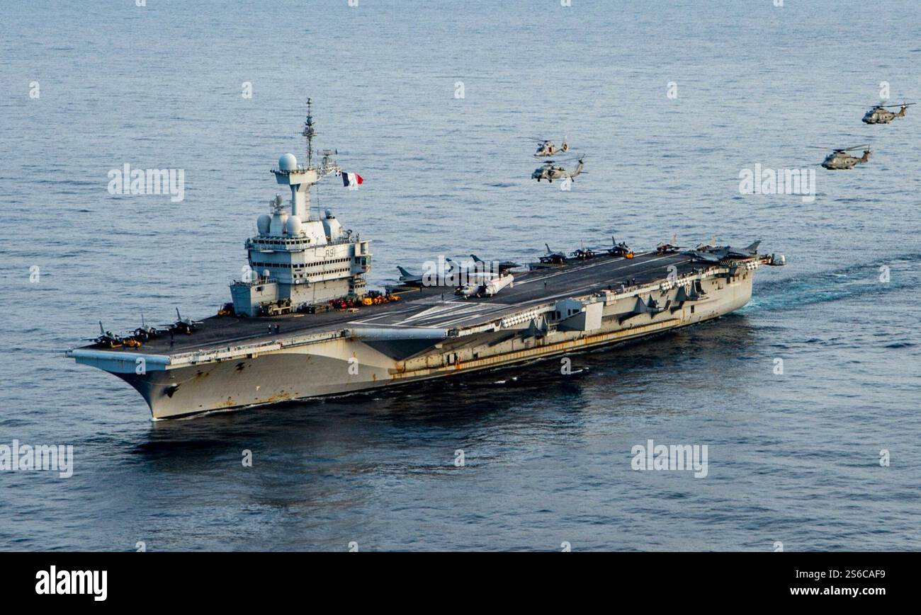 French aircraft carrier Charles de Gaulle (R91) underway in the Ionian ...