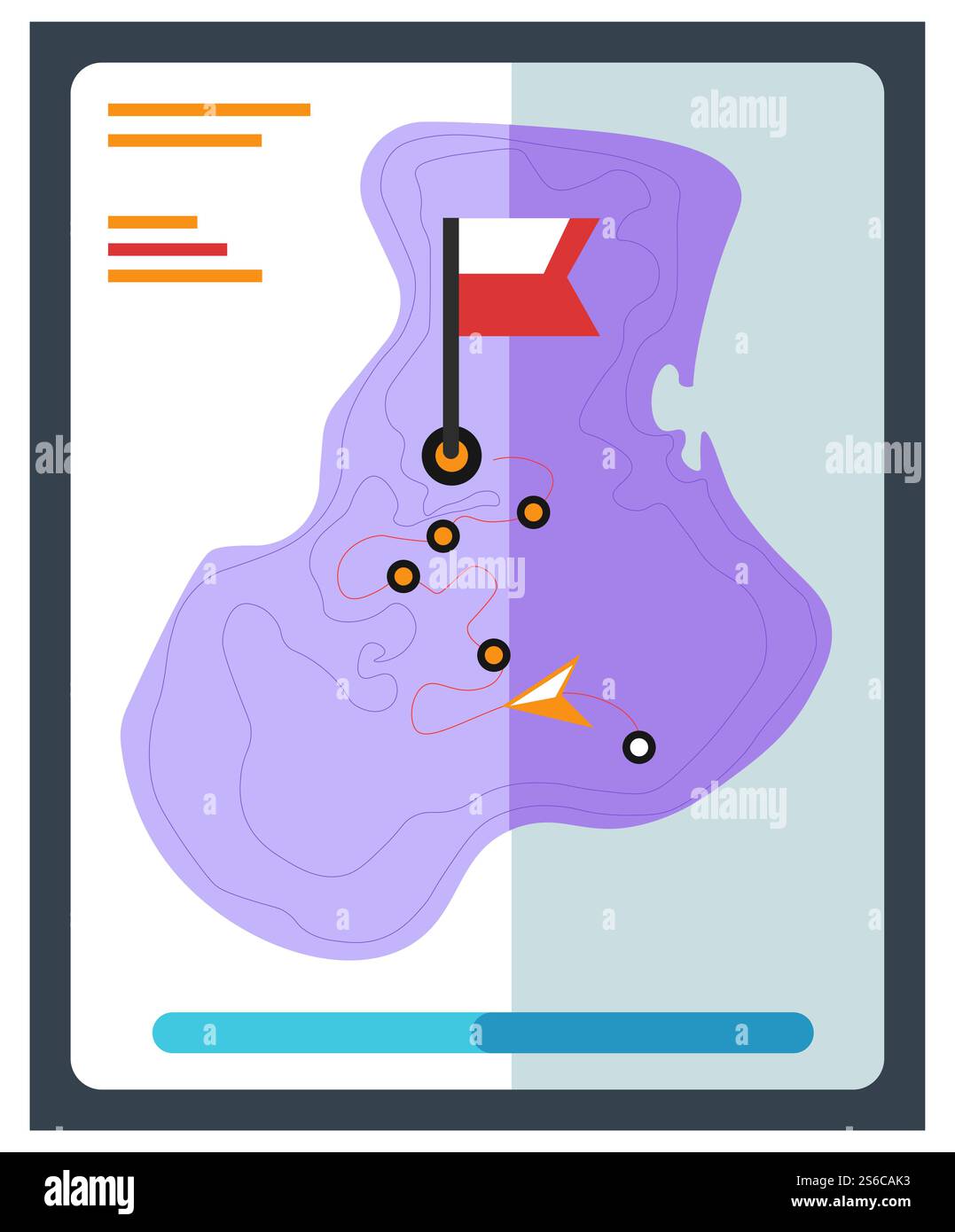 Rally map with location outline car navigation and finish vector. Marks symbolizing vehicles in ...