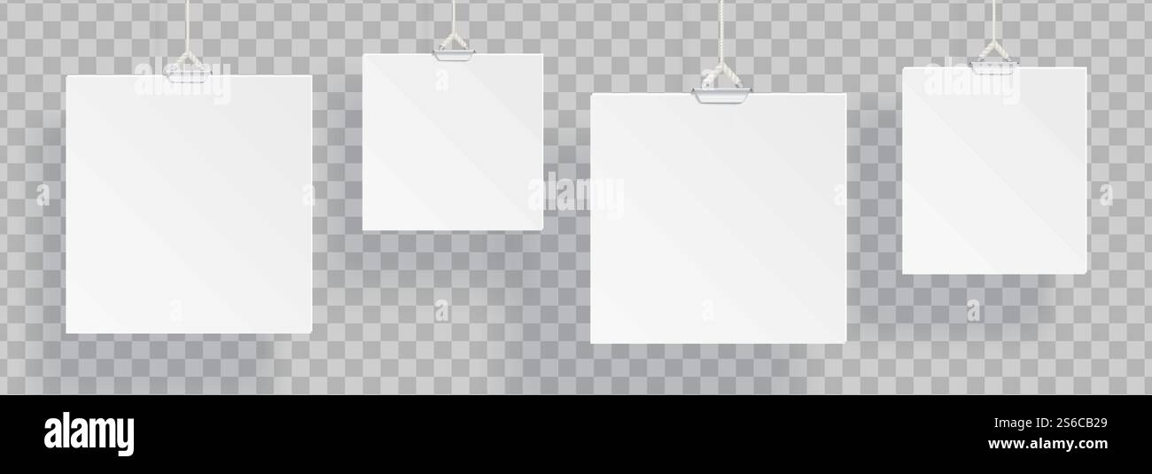 White realistic blank vector isolated on transparent background. Ads ...