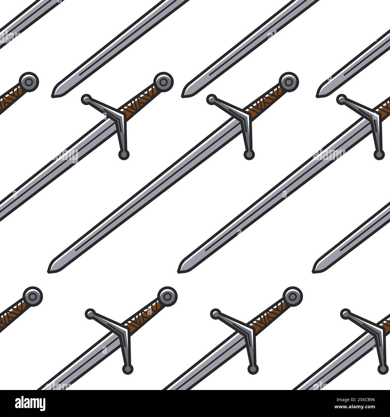Sword Scottish symbol ancient relic seamless pattern vector old weapon ...