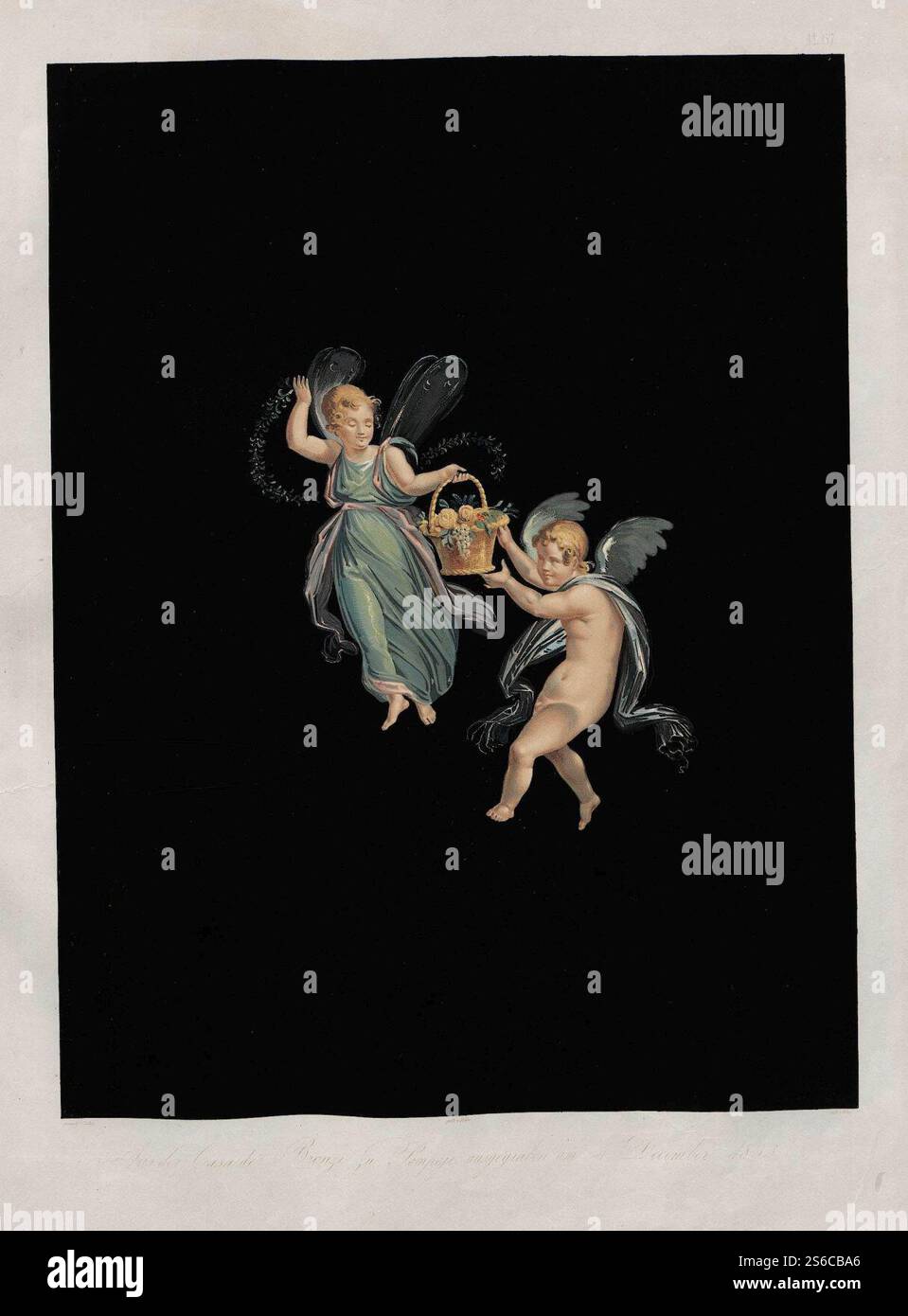 Fresco of winged Cupid and Psyche from west wall of the exedra in the ...