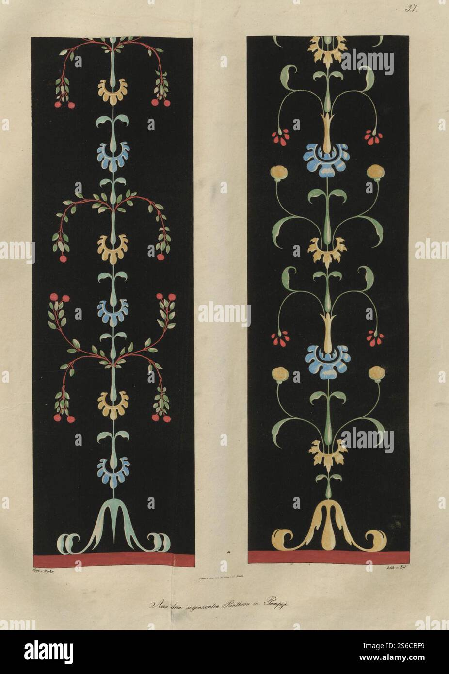 Fresco designs from the so-called Pantheon in Pompeii (Macellum) by ...