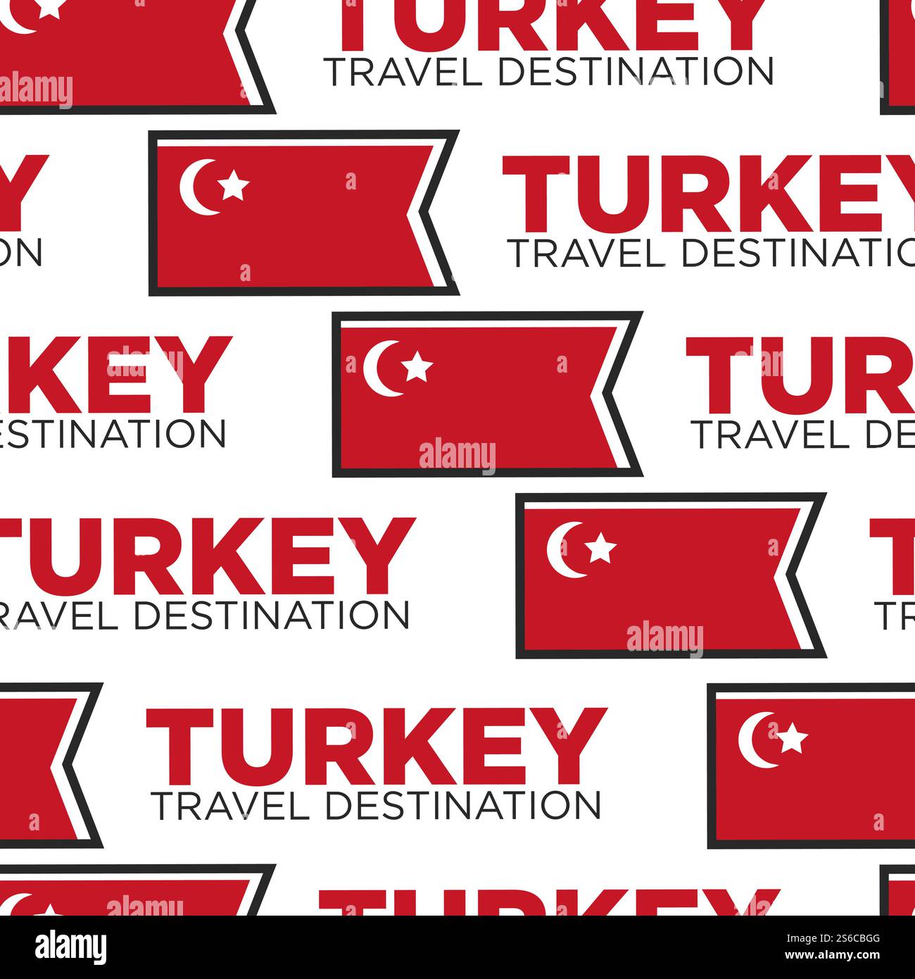 Turkish national flag Turkey travel destination seamless pattern vector heraldic symbol and ...