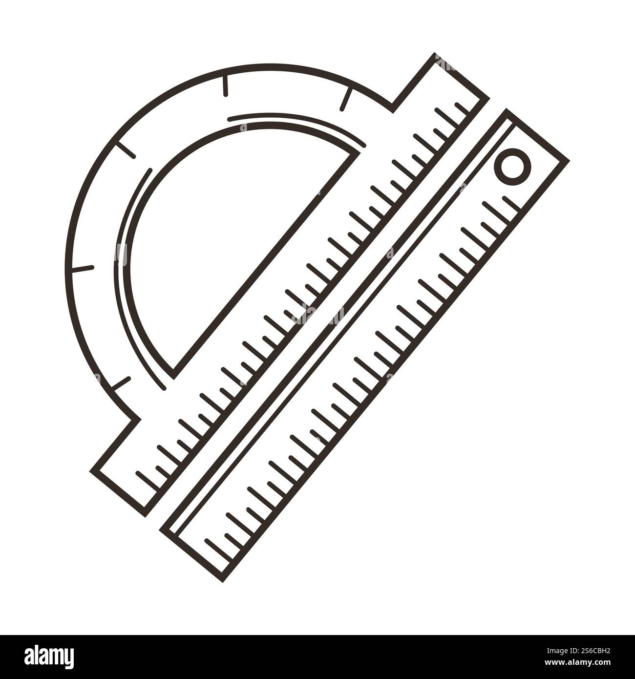 Half Circle Protractor And Ruler Isolated Outline Objects Vector Tool half-circle-protractor-and-ruler-isolated-outline-objects-vector-tool