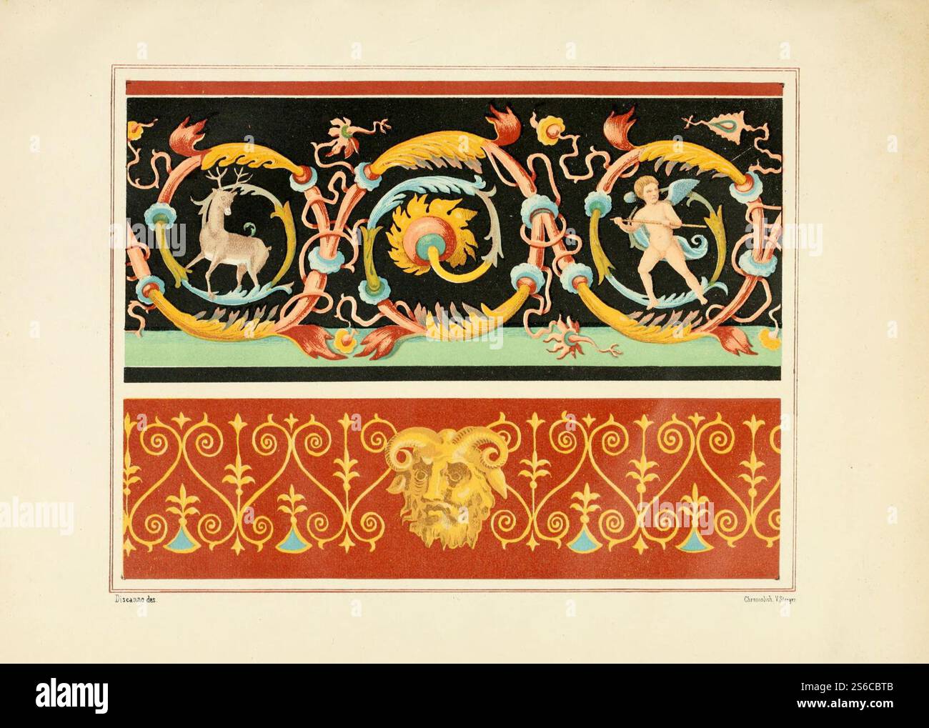 Fresco borders from House of Siricus in Pompeii by Geremia Discanno pub ...