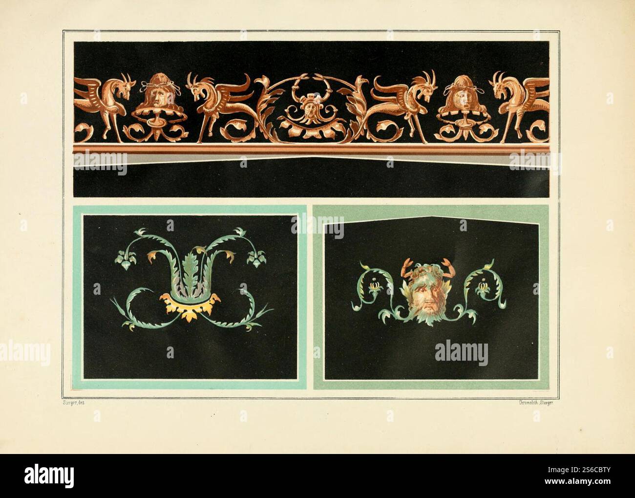 Fresco borders from Pompeii by Geremia Discanno pub 1877 in MANN Stock ...