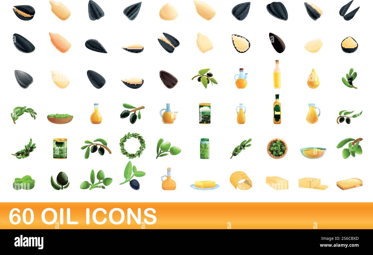 60 oil icons set. Cartoon illustration of 60 oil icons vector set ...