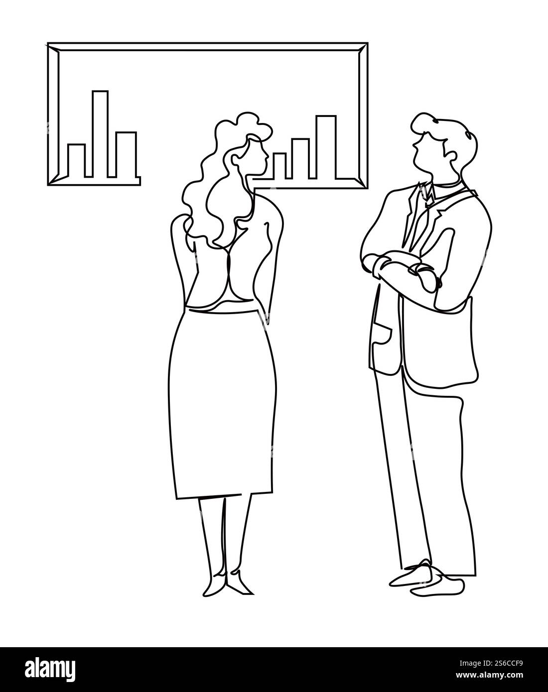 Graphic, business concept, statistics chart, man and woman isolated ...