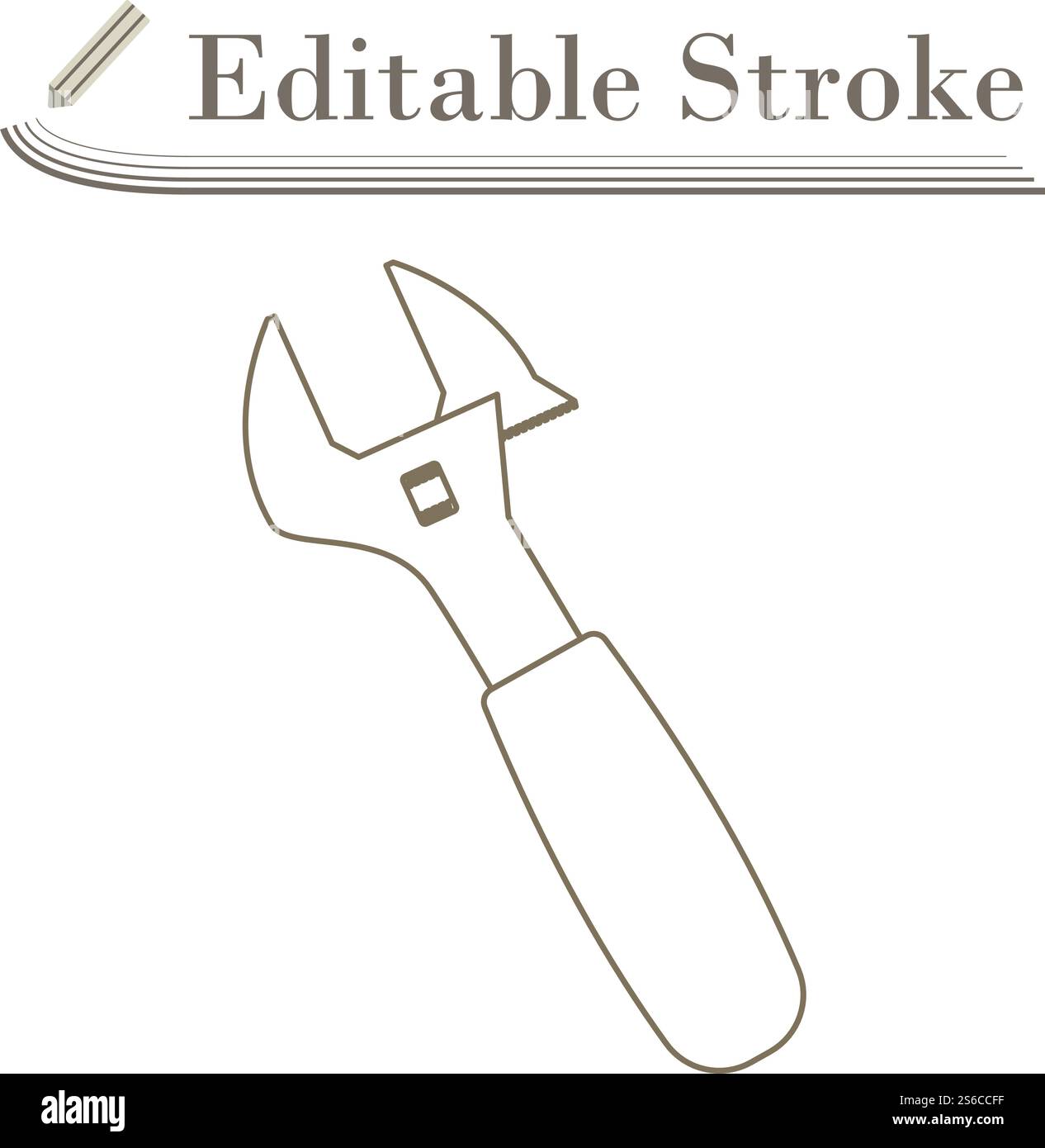 Adjustable Wrench Icon. Editable Stroke Simple Design. Vector ...
