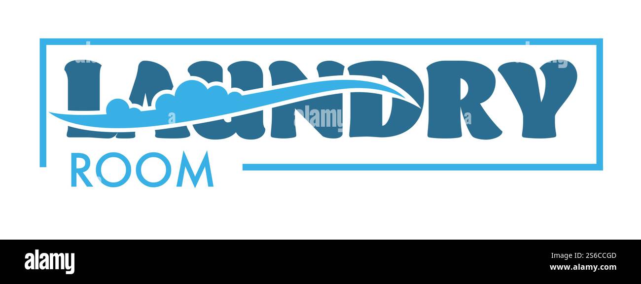 Foam and laundry room signboard isolated icon vector. Clothes washing ...