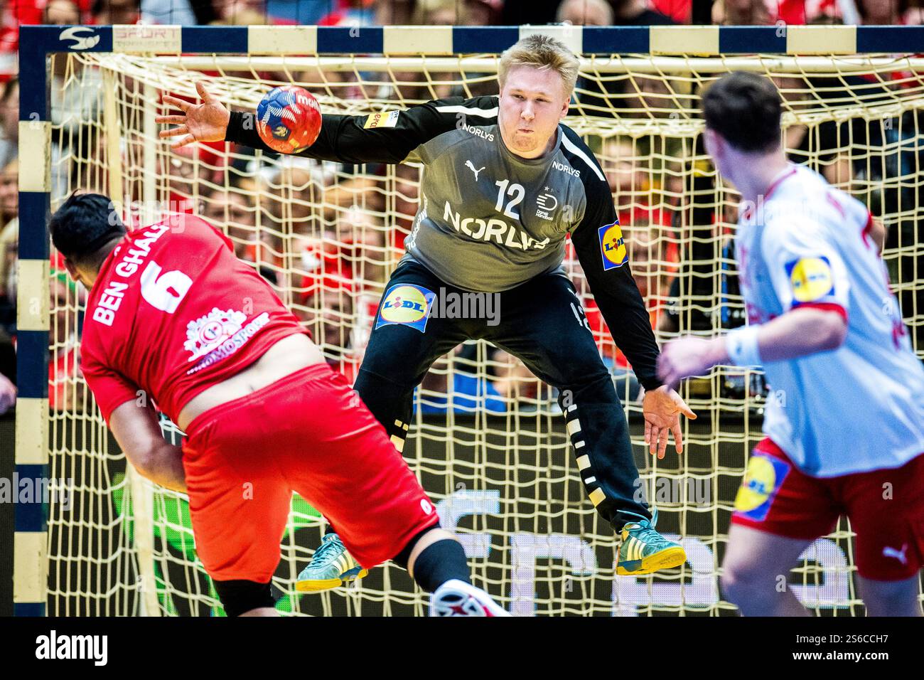 Herning, Denmark. 16th Jan, 2025. Emil Nielsen (12) of Denmark seen ...