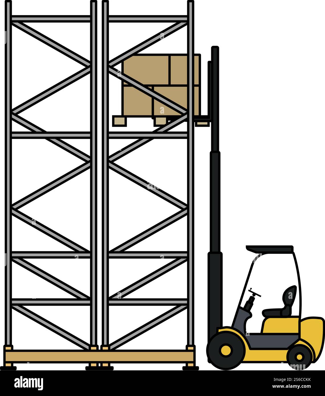 Warehouse Forklift Icon. Editable Outline With Color Fill Design ...
