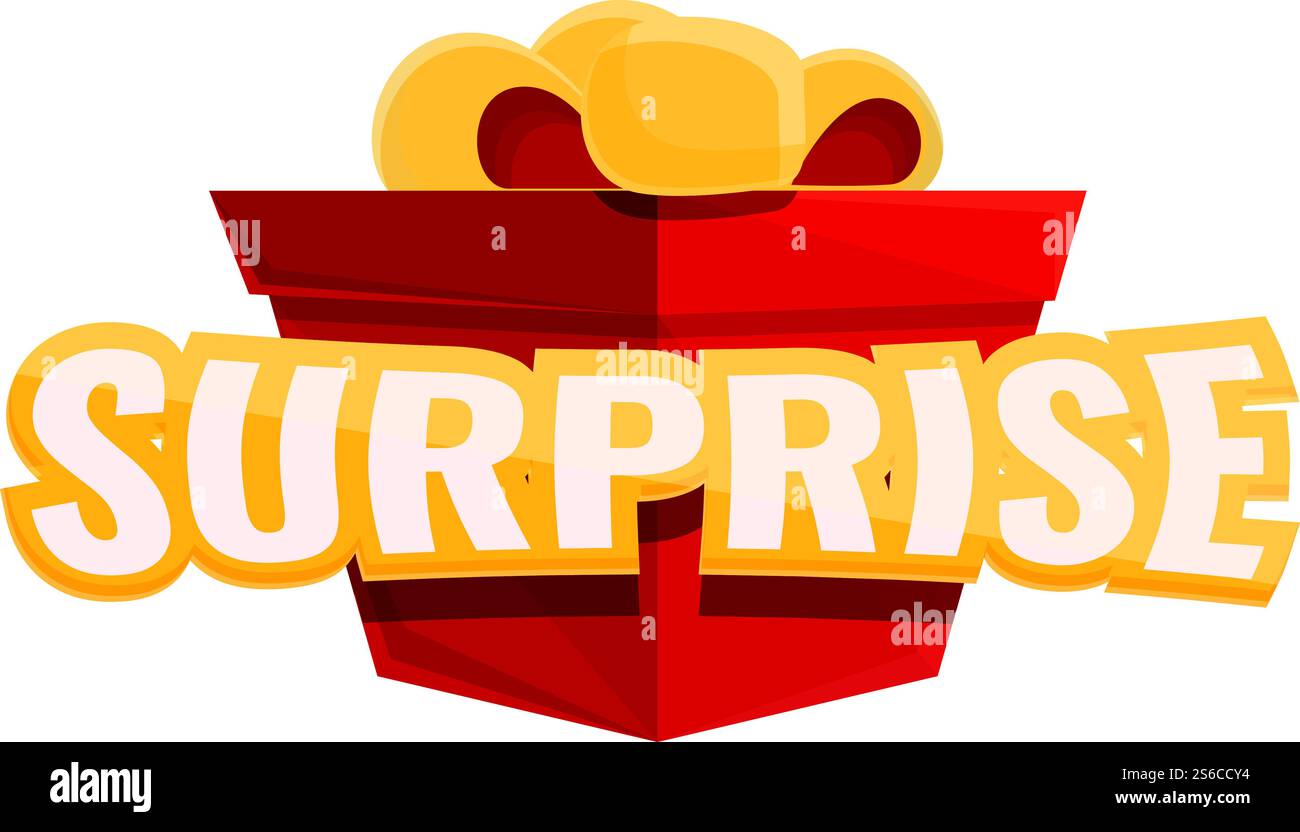 Welcome box with surprise icon. Cartoon of welcome box with surprise ...