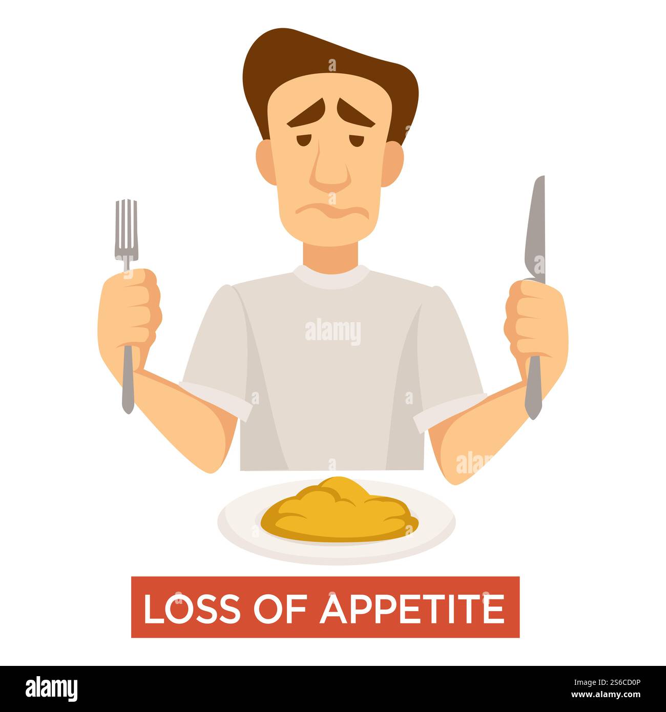 Food rejection, appetite loss, tuberculosis disease symptom vector. Man ...