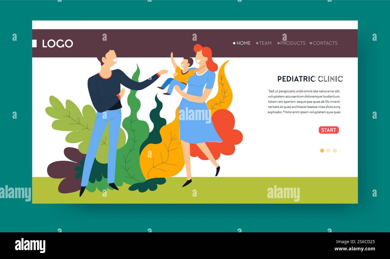 Family doctor and pediatric clinic web page design template, healthy ...