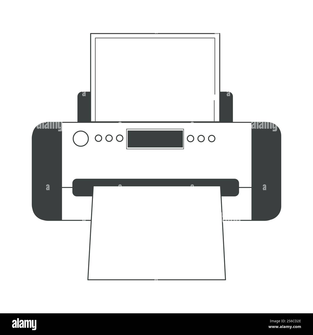 Printing house industry, documents production, offset printer, laser copy machine isolated ...