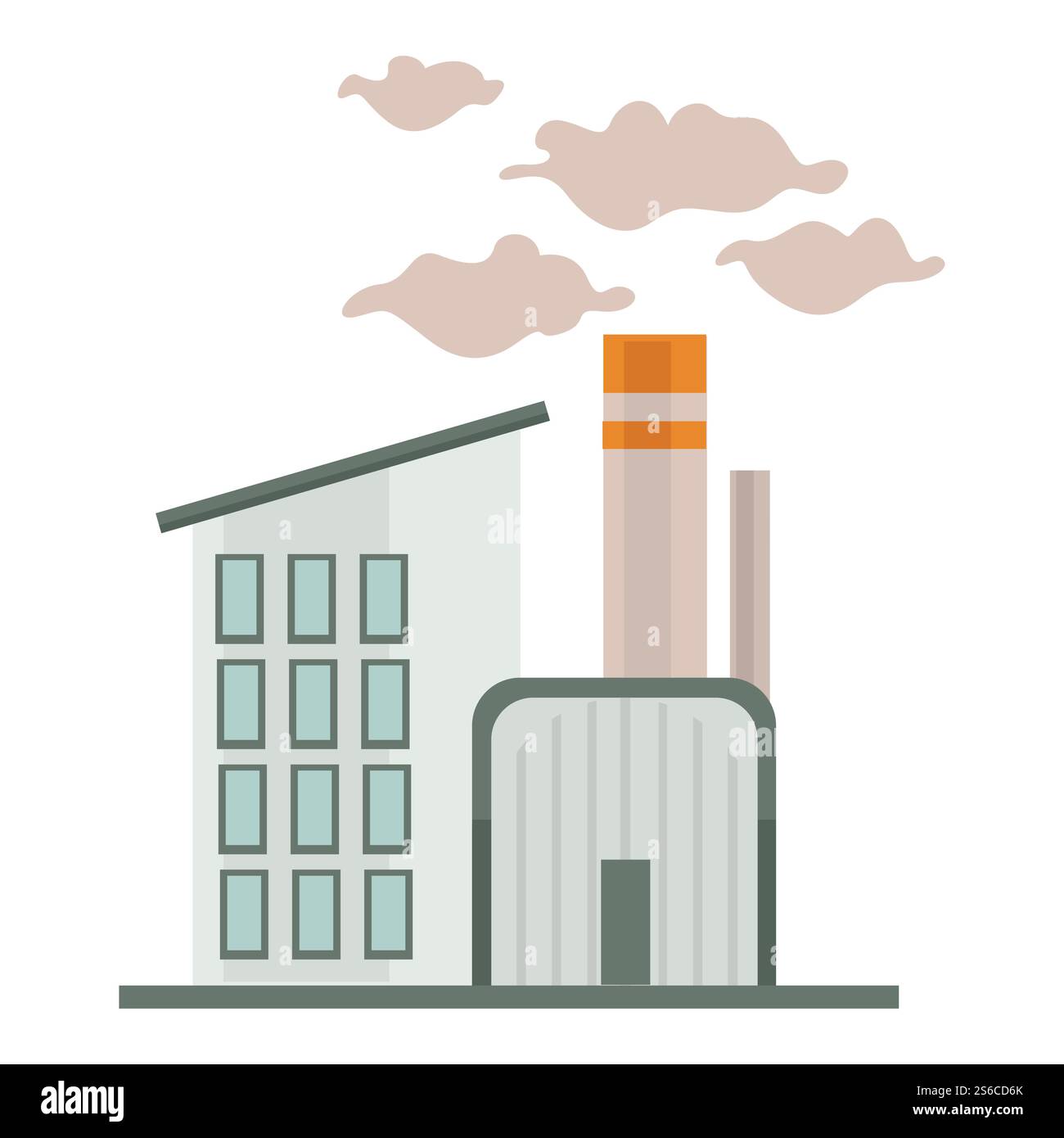 Industrial factory or nuclear plant building facade isolated ...