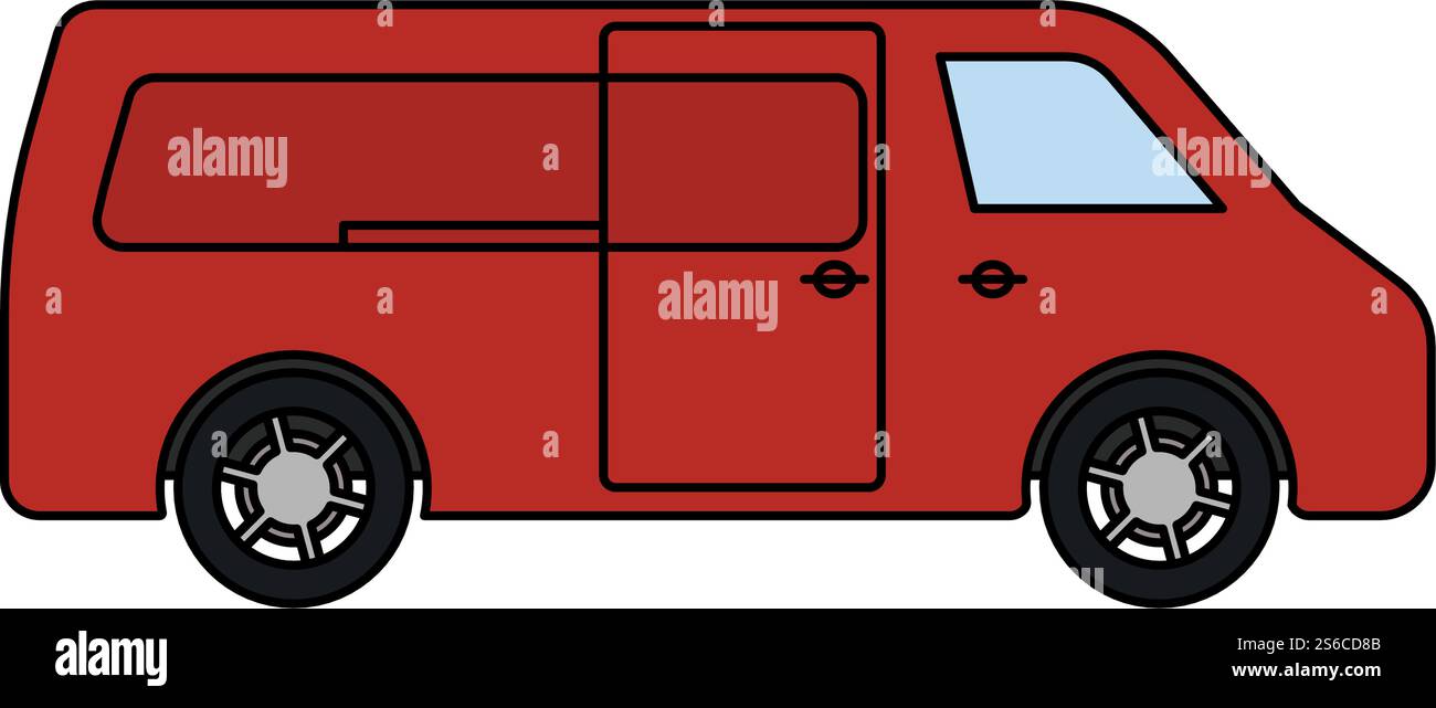 Commercial Van Icon. Editable Outline With Color Fill Design. Vector ...